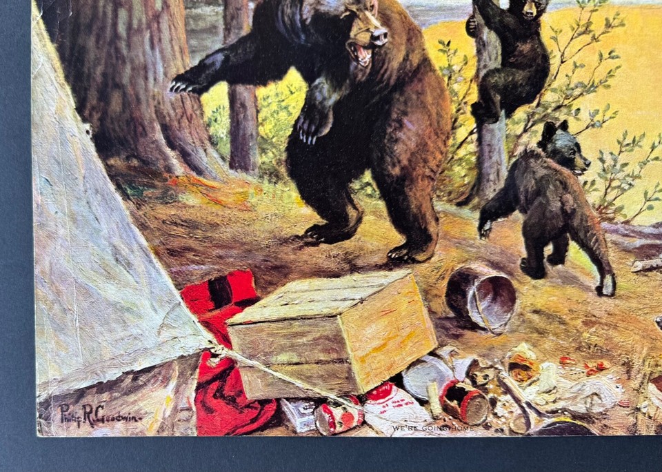 The Uninvited Guests, Philip R. Goodwin Vintage Western Print Bear Cubs ...