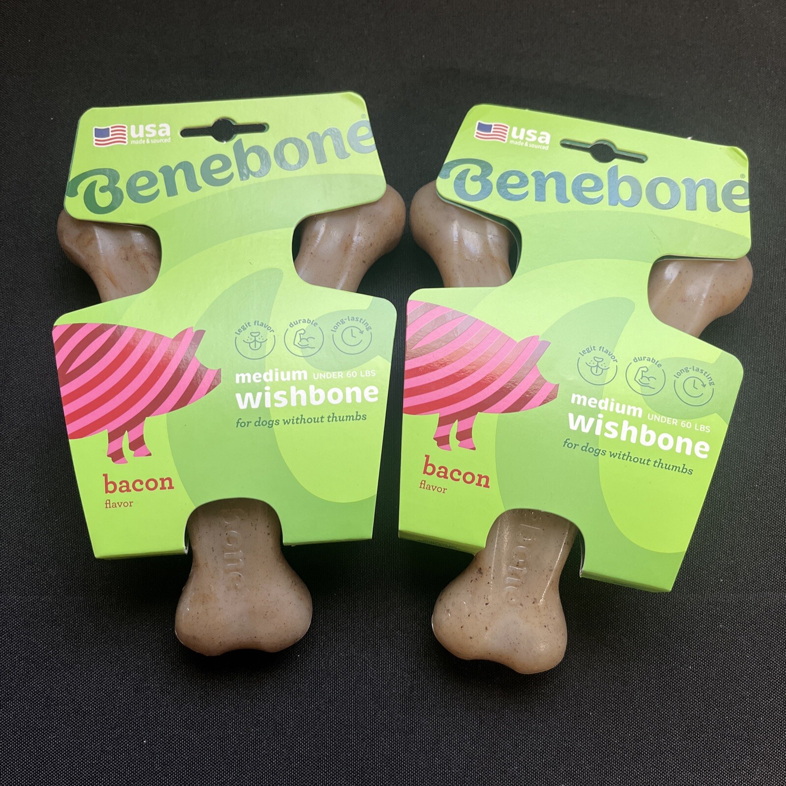 Benebone Medium Wishbone Bacon Flavor NEW Lot of 2 | eBay