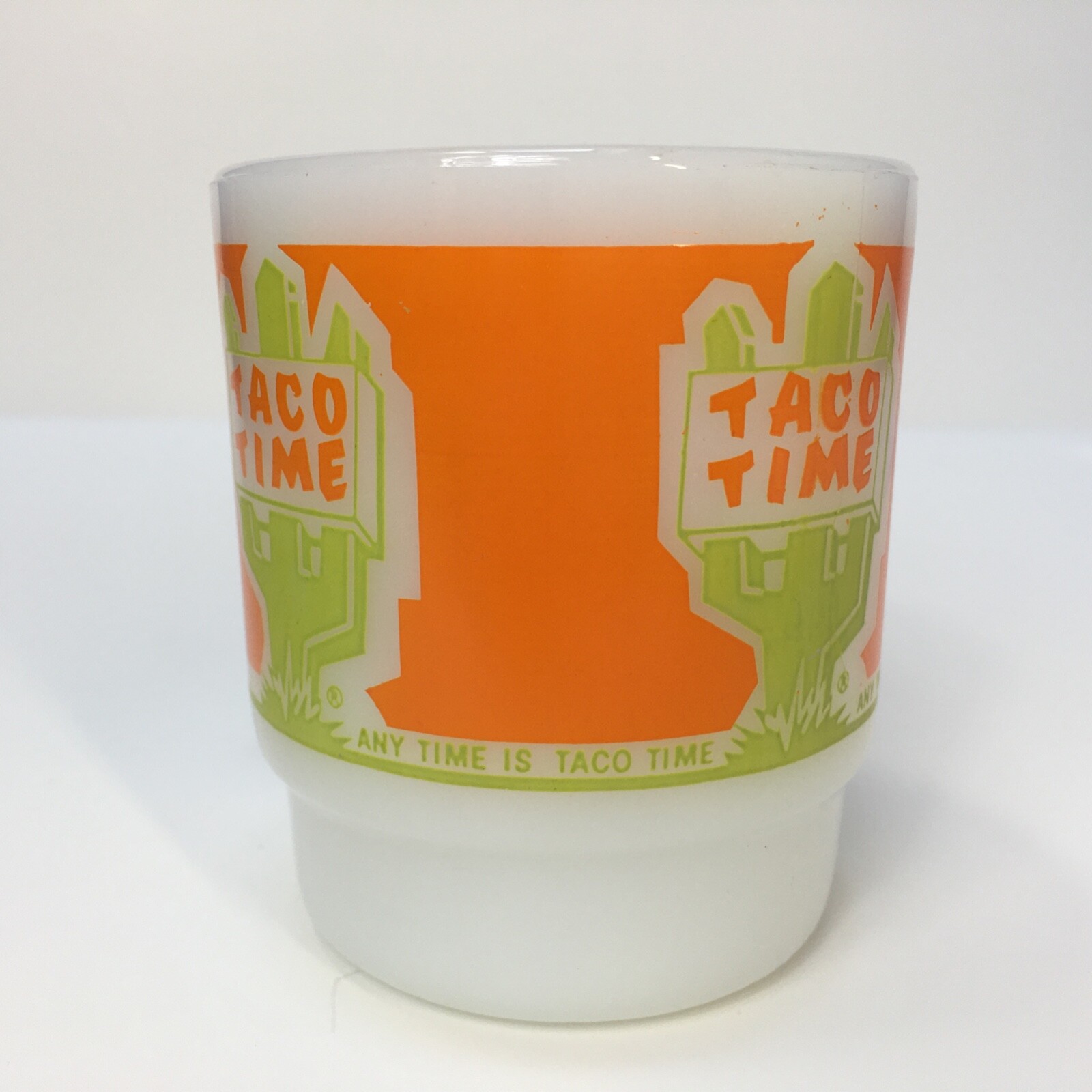 RARE FIRE-KING "ANY TIME IS TACO TIME" ADVERTISING STACKING MUG! | eBay
