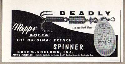 1960 Print Ad Mepps Aglia French Spinner Fishing Lures Sheldon Antigo ...