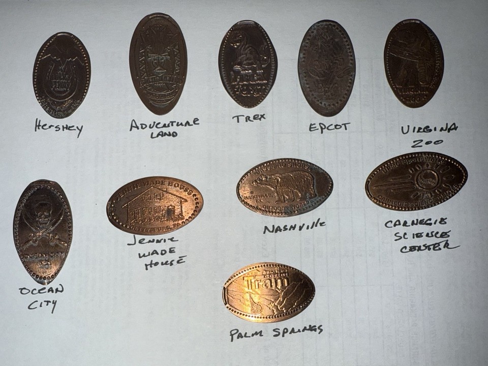 10 Elongated Pressed Pennies, 10 Different, See Pics For Details | eBay
