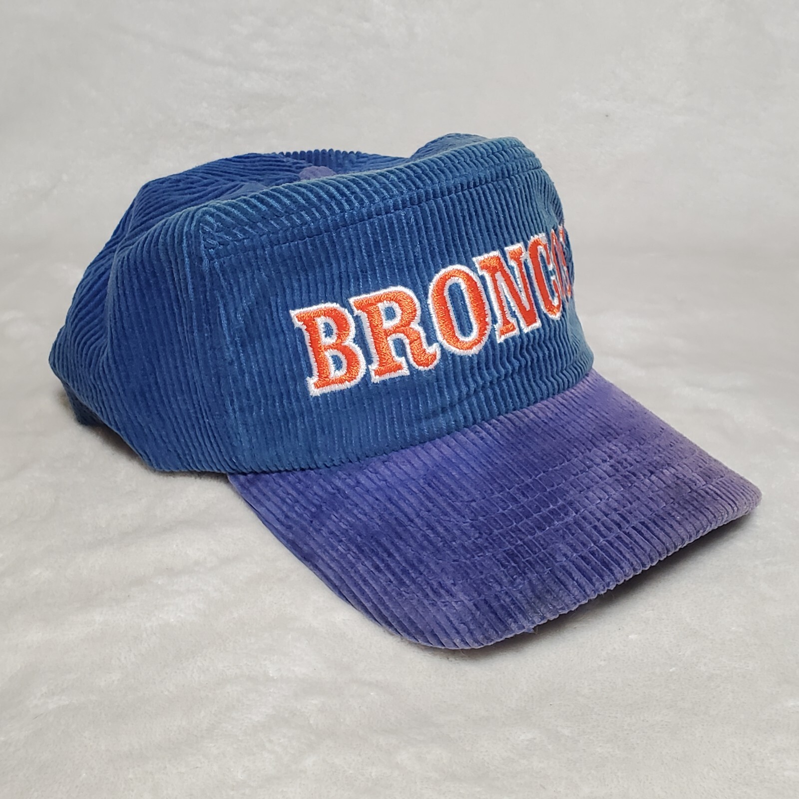 Vintage Denver Broncos Hat Cap Corduroy New Era Snap Back Blue NFL Made ...