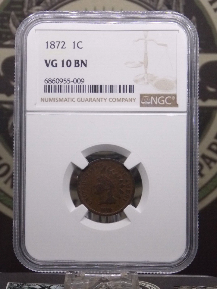 1872 Indian Head Cent Penny 1c NGC VG10 BN #009 Very Good ECC&C, Inc ...