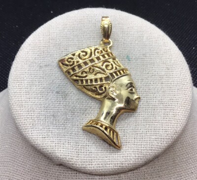 Vintage Gold Tone Costume Large Open Cut Work Egyptian Person Pendant ...