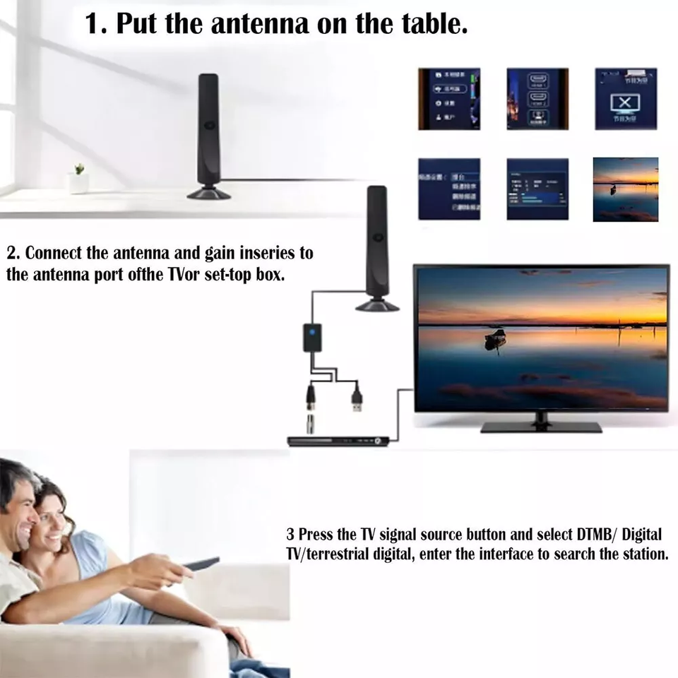 New 4K Rewave Antena, TV Antenna, Suction Cup TV Antenna Plug Play 3m ...