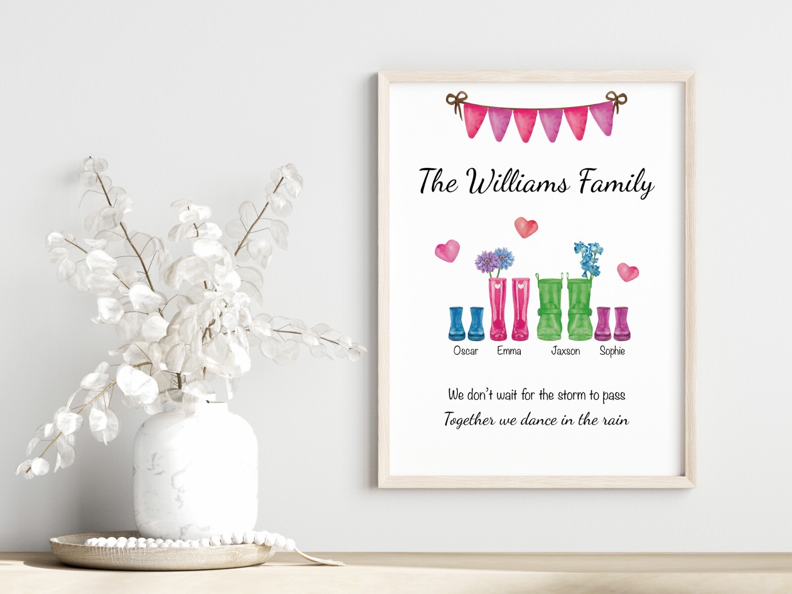 Customised Family Wellies Wall Print Personalised Gift | eBay UK