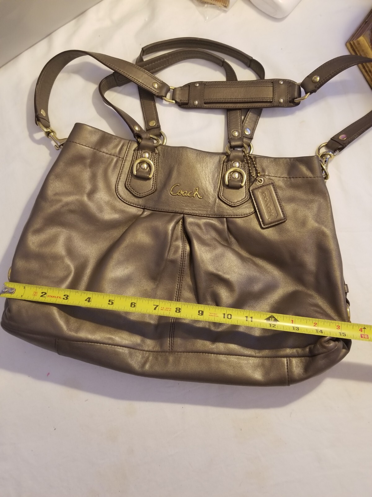 Coach Handbag Purse Ashley F15513 Carryall Bronze Lea… - Gem