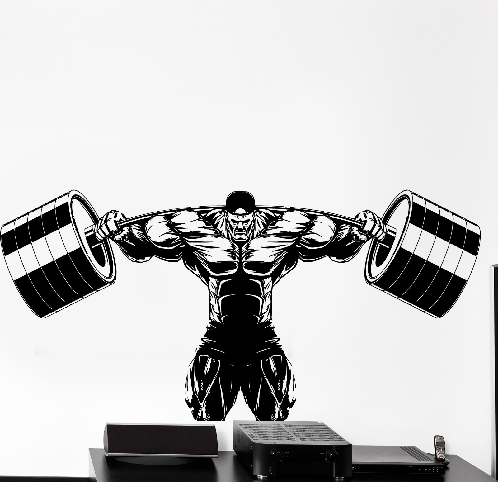 Sticker Sport Bodybuilder Bodybuilding Weight Power Barbell Vinyl Decal ...