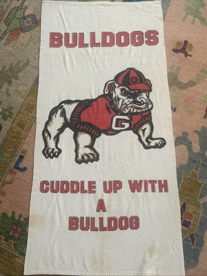 Vintage University Of Georgia Beach Towel Bath 80s Cuddle Bulldog Dawg ...