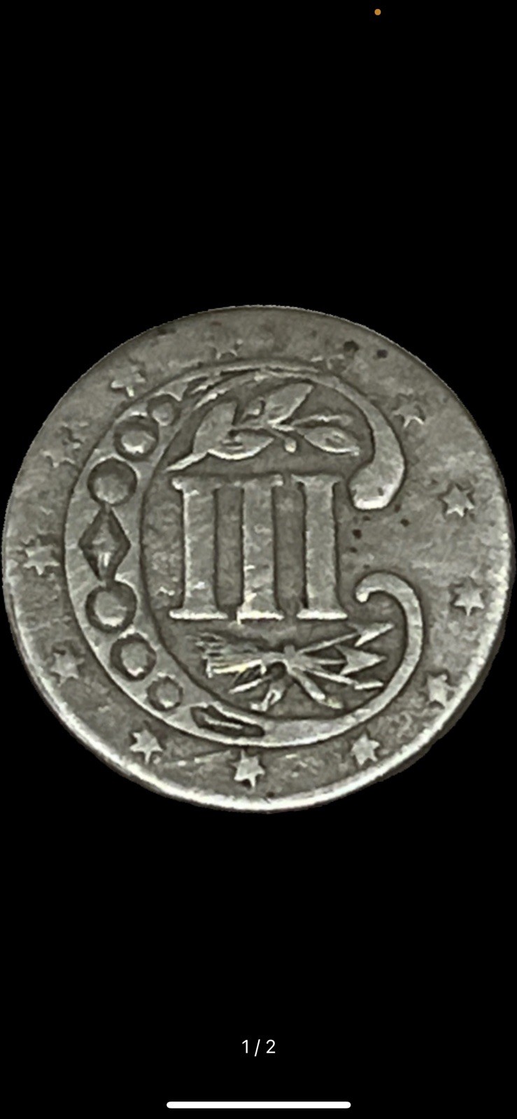 US Silver 3 Cent Coin 1869 Circulated Three Cent Piece Not Graded Very ...