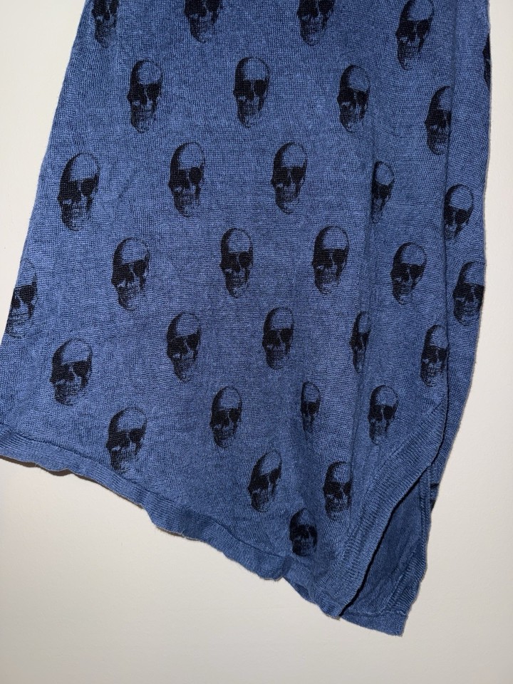 Skull Cashmere Linen Knit Tank Top Size Small S Blue Racerback Grunge ...