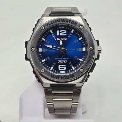 Casio Watch Men Illuminator 49mm Silver Tone 5577 MWA-100H | eBay