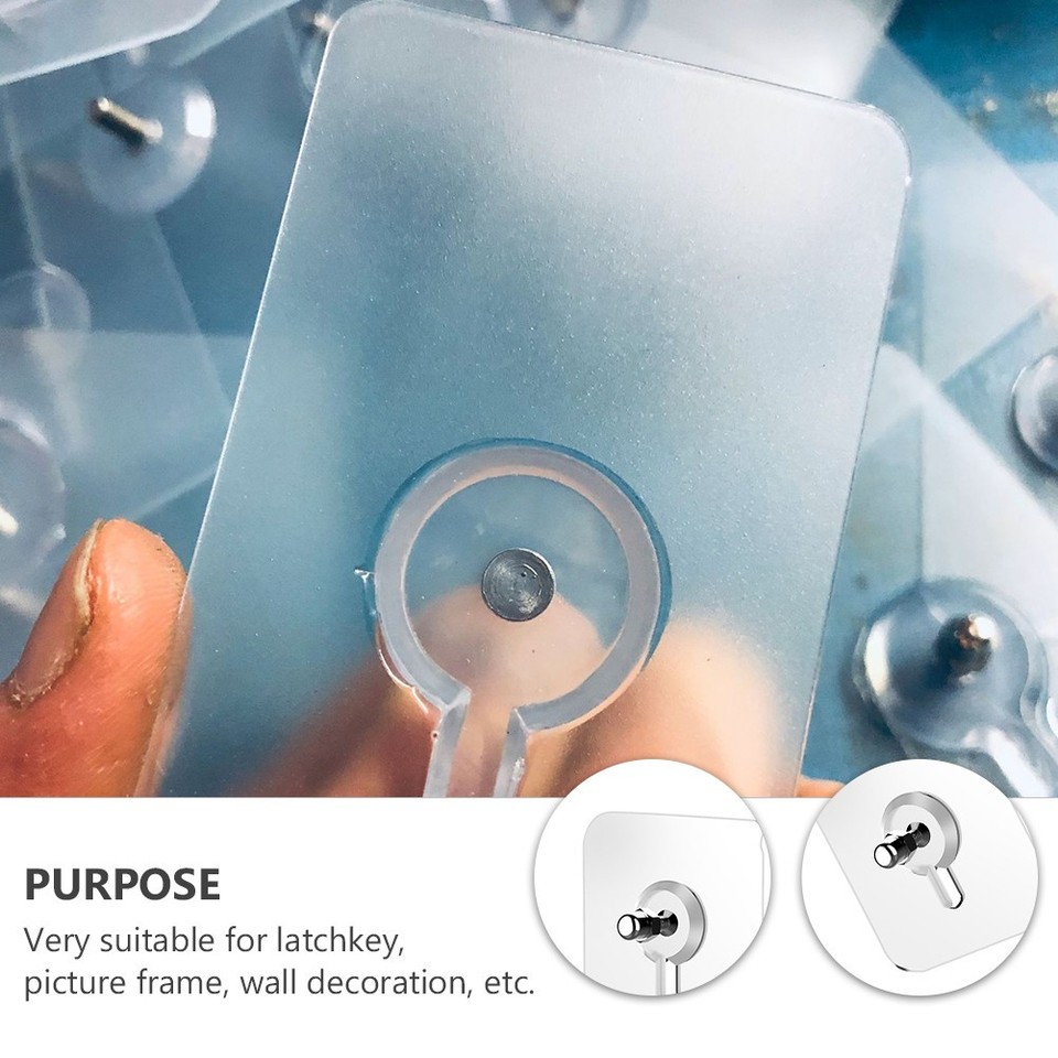 10 Pcs Non Trace Seamless Hooks Wall Hooks Acrylic Kitchen Sticker Home ...