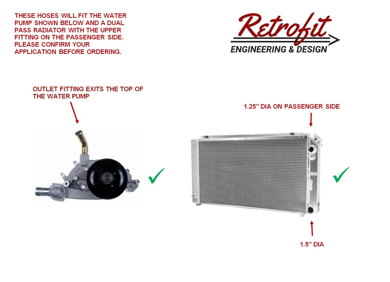 1973-87 Chevrolet K10 K20 LS Swap Radiator Hoses [1020UL] Dual Pass ...