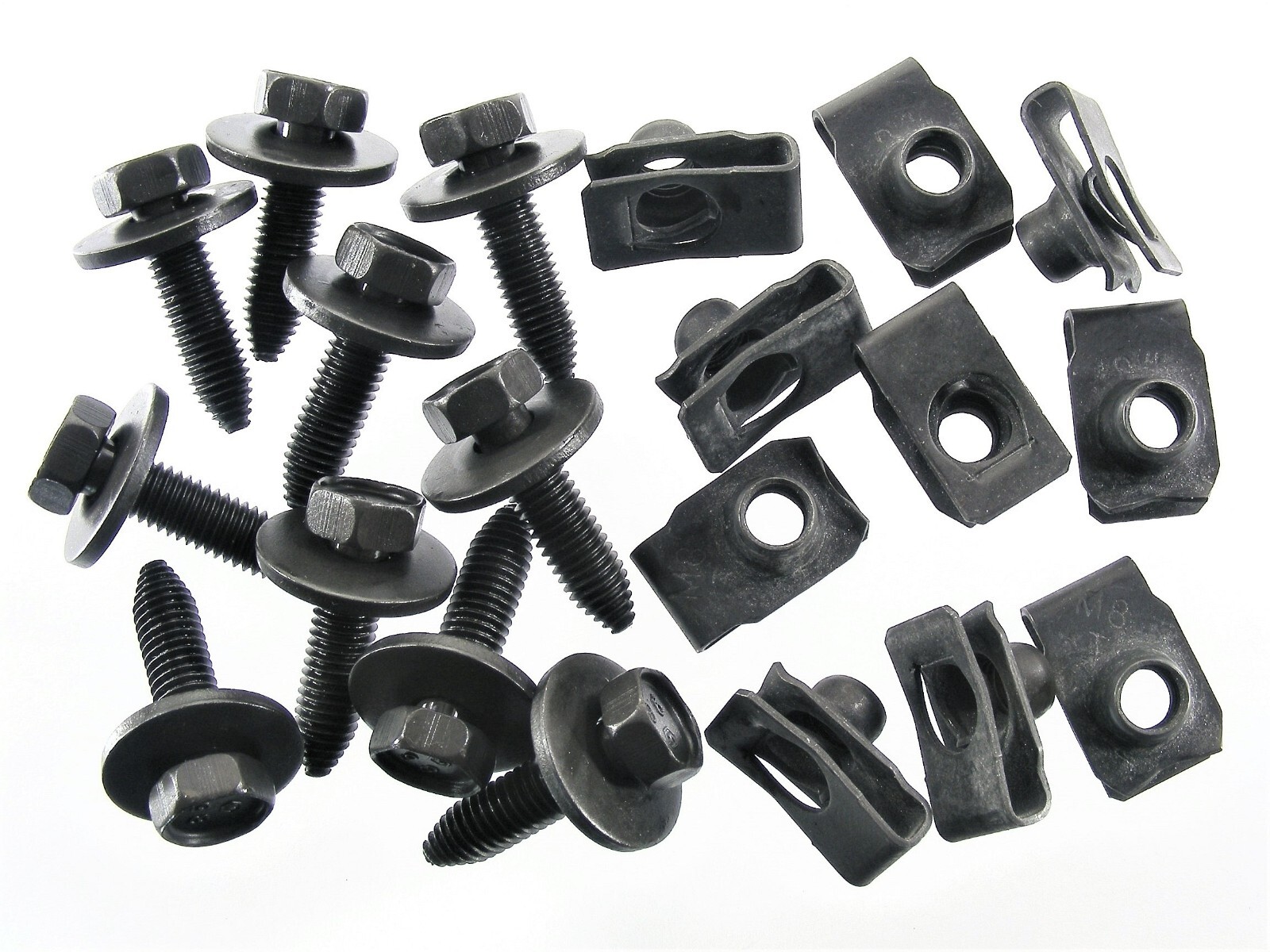 GM Body Bolts & U-nut Clips- M8-1.25 x 30mm Long- 13mm Hex- 20pcs (10ea ...