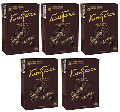 5 KARL FAZER DARK Chocolate 70% Cocoa Flavor Candies Sweets Gift Box ...