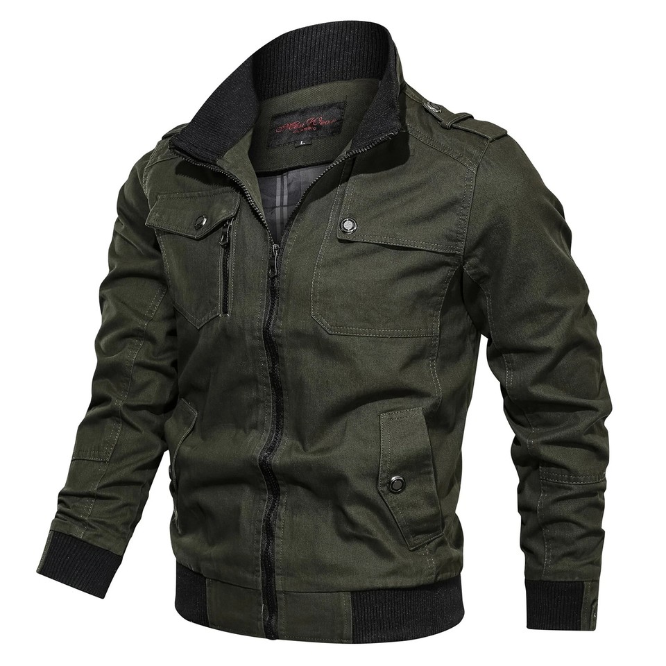 Men Winter Warm Casual Military Cargo Jacket Zip Up Coat Outwear ...