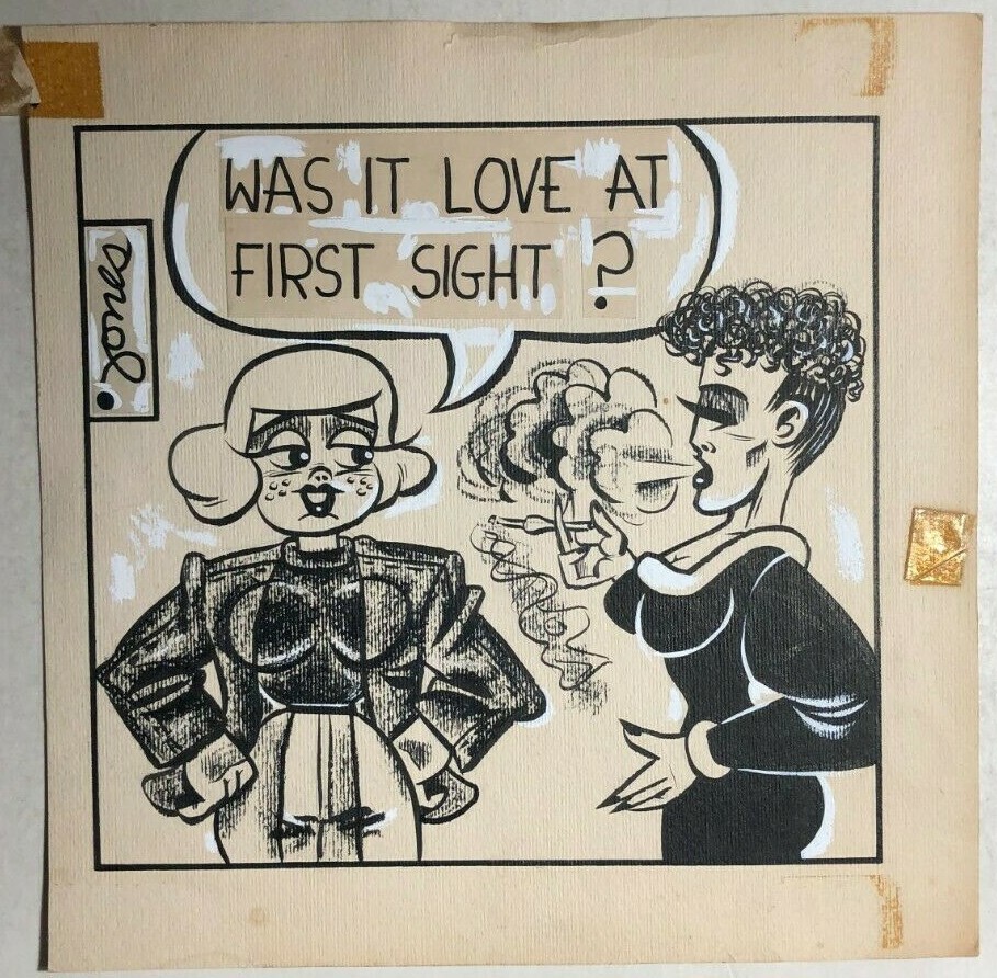 1948 CARTOON "GAG" ORIGINAL ART 9" x 9" signed by comic fanzine artist ...