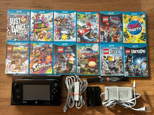 Nintendo Wii U Console & Gamepad 12 Games Mario Bundle All Oem Cords ...