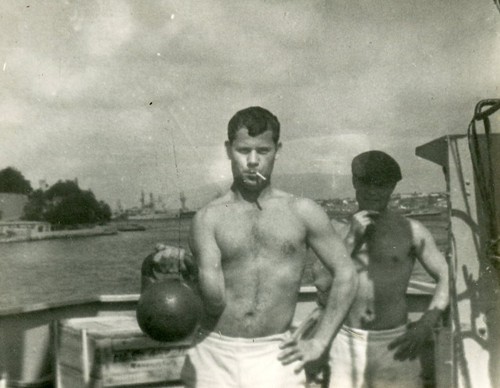 Shirtless Handsome young men NAVY sailor smoking bulge beach gay vtg ...