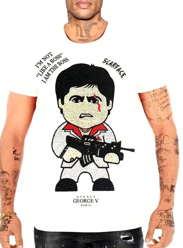 Avenue George V Paris T-Shirt Scarface Tony Montana Men's White Tee ...