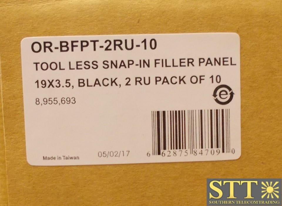BFPT-2RU-10 ORTRONICS TOOLLESS SNAP-IN FILLER PANEL 19"X3.5" 2 RACK ...