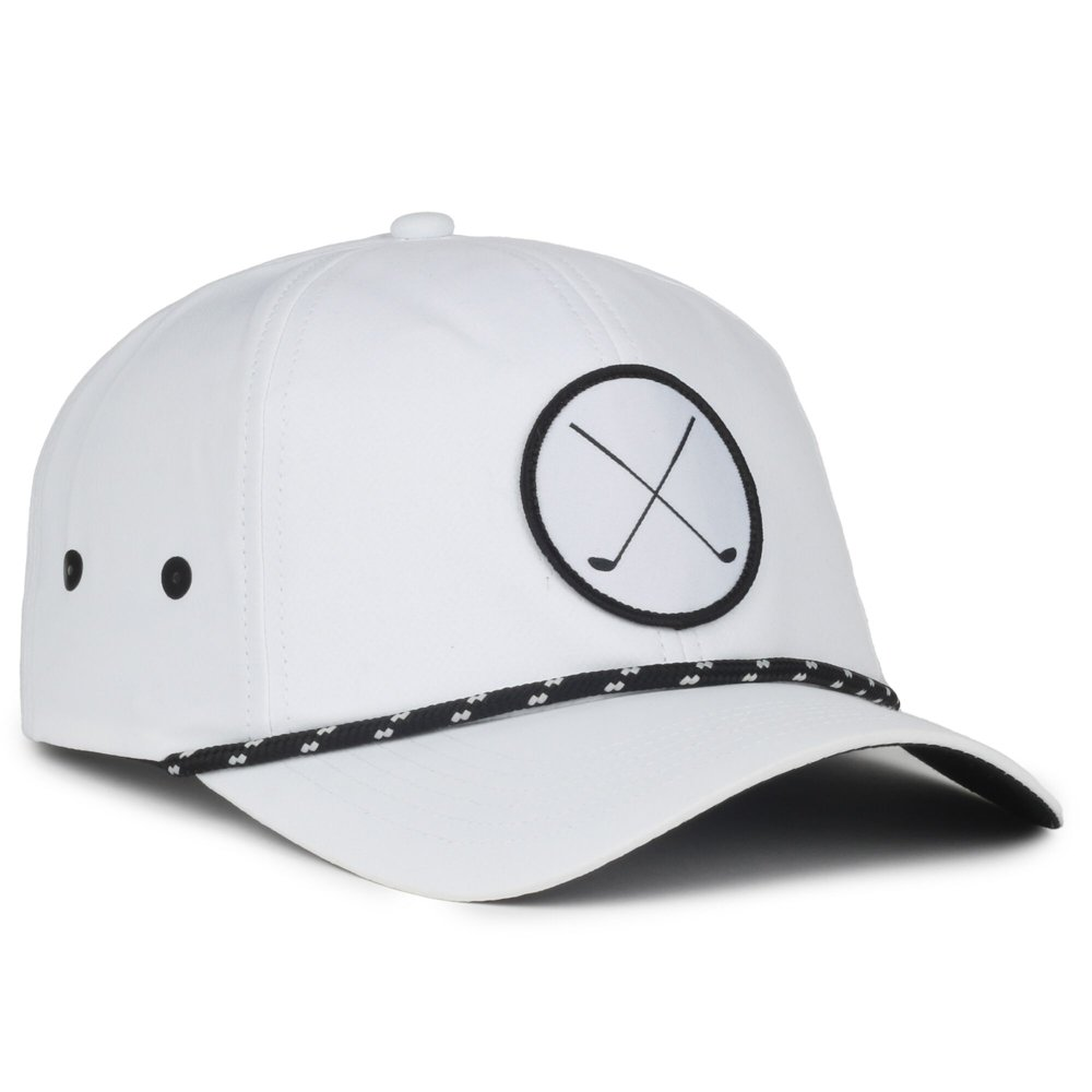 Crossed Golf Clubs Baseball Style White Hat Adult Adjustable Plastic ...