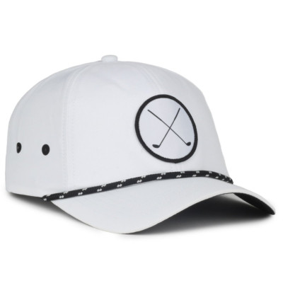 Crossed Golf Clubs Baseball Style White Hat Adult Adjustable Plastic ...