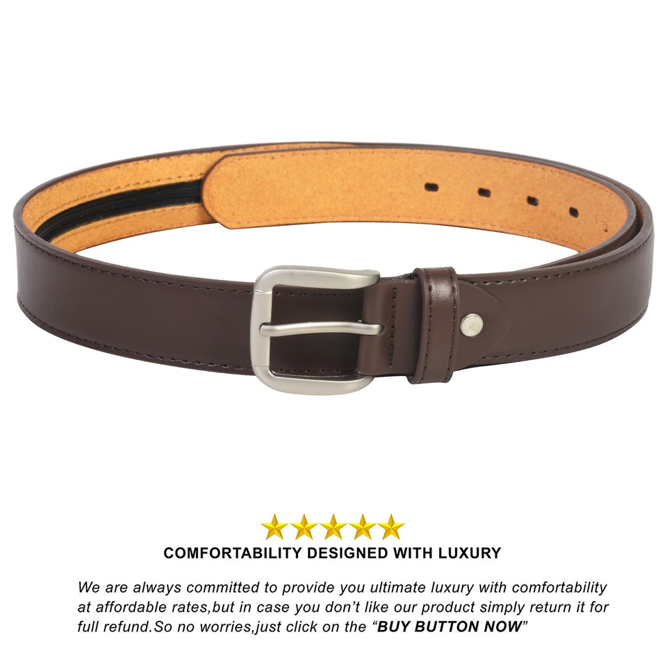 Leatherboss Leather Money Belt Zipper Safe Size 36 Stylish Casual ...