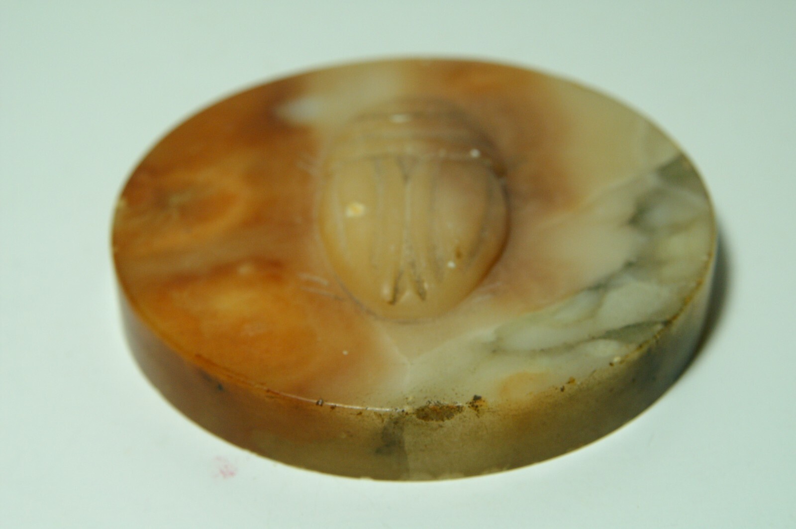 Vintage Round Scarab Embossed Stone 4" Trinket Box | eBay