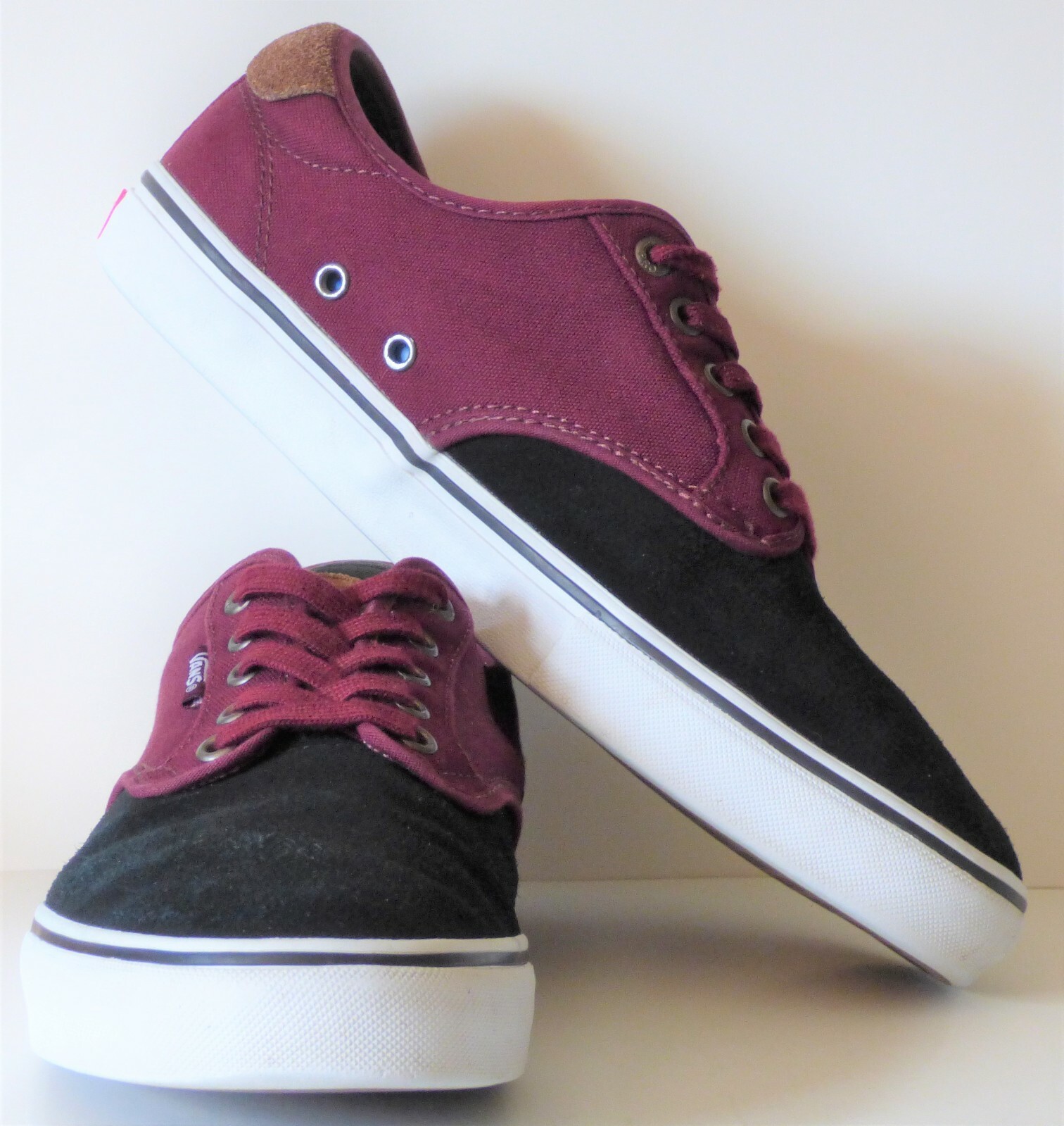 VANS #721356 Black SUEDE & Maroon CANVAS Off The Wall SB SNEAKERS SHOES ...