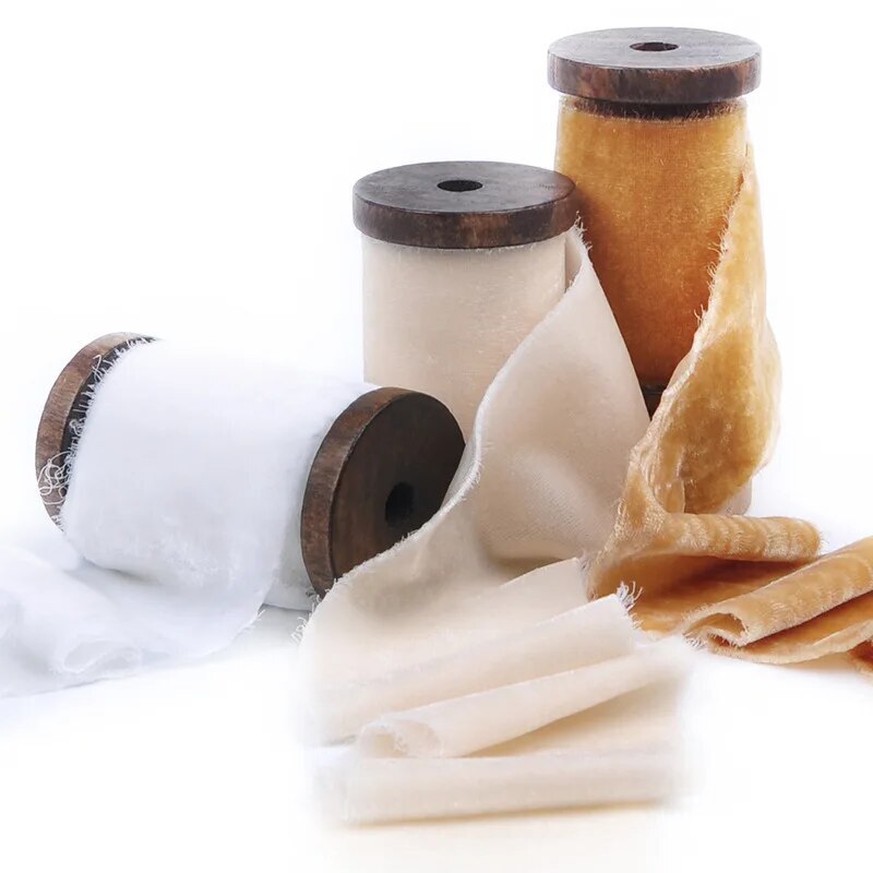 Velvet Ribbon Frayed Edge Trim Handmade Fringe Ribbons Diy Cake ...