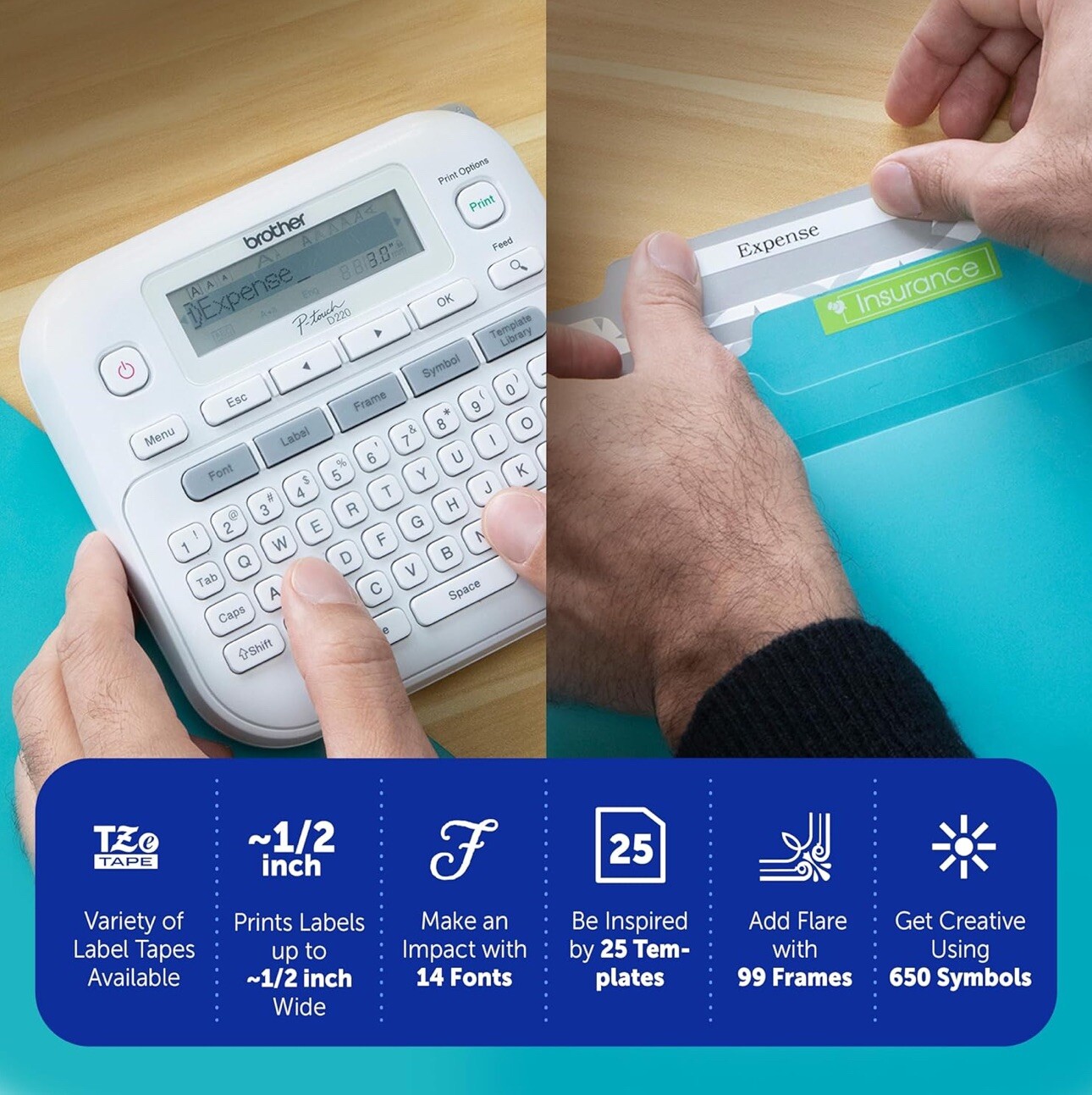 Brother P-Touch Label Maker PTD220 Thermal Inkless Printer for Home ...