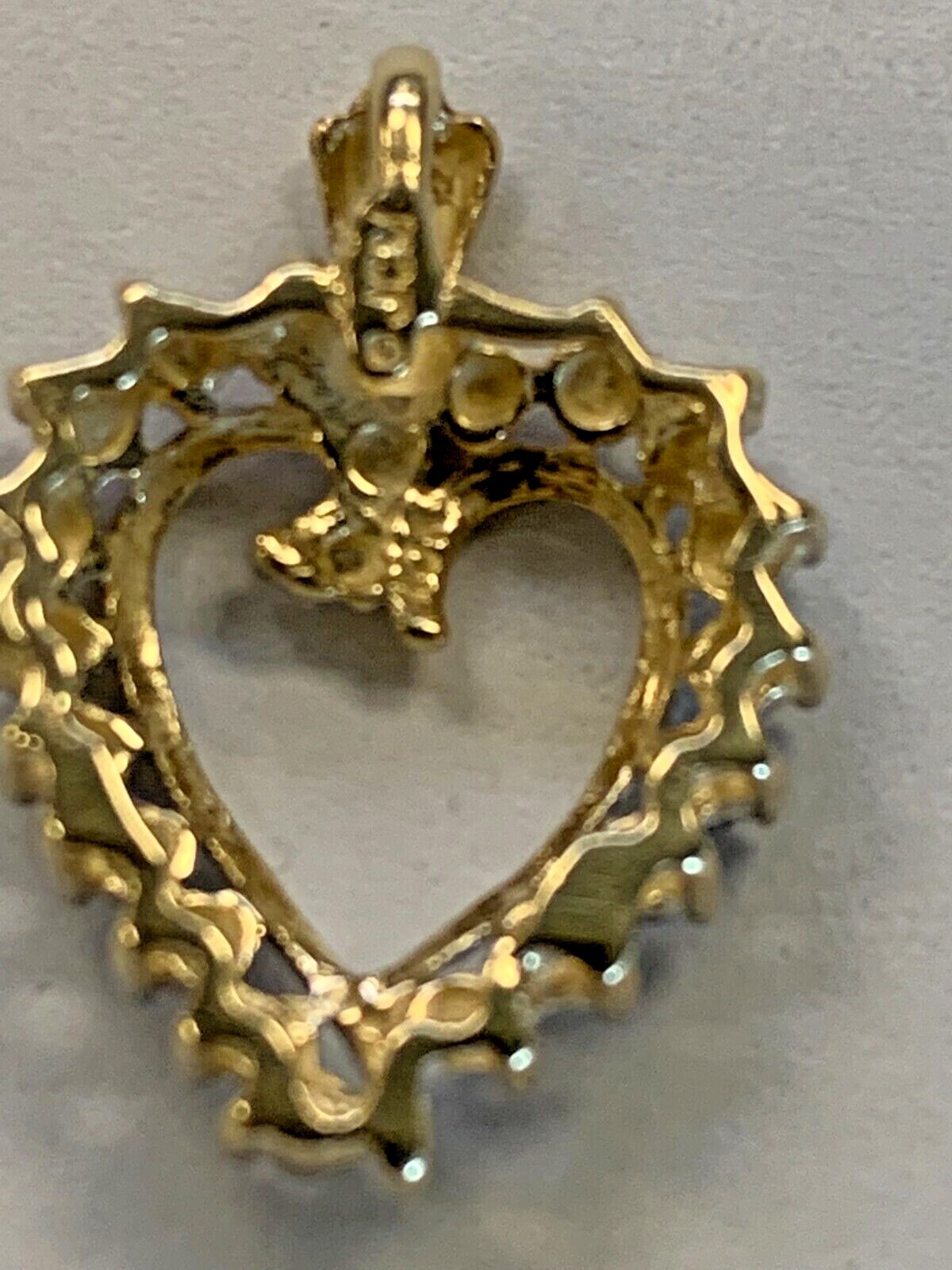 Vintage JCM 10k Yellow Gold & Diamonds Open Heart Pen… - Gem