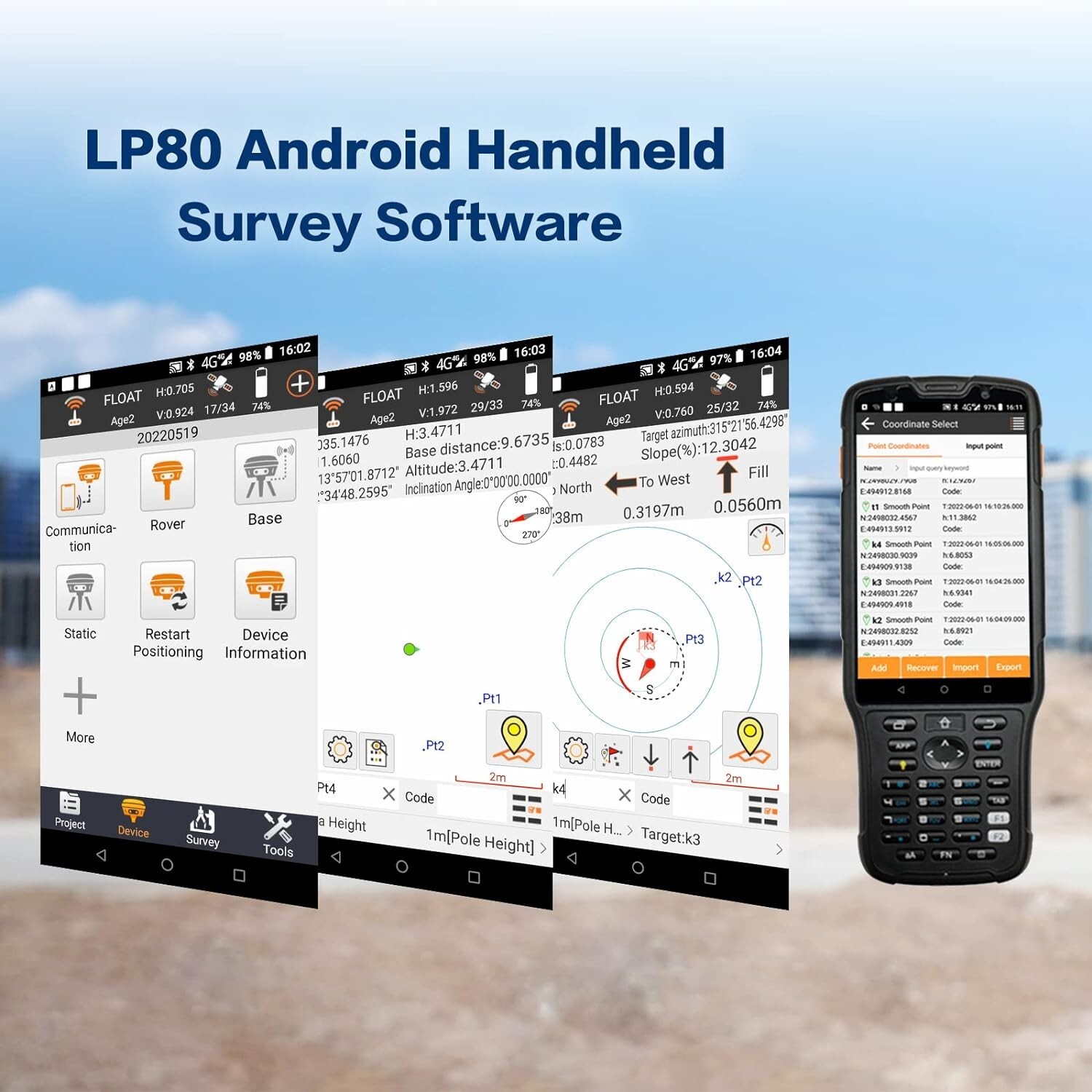 R26 V1 Rover GNSS Surveying Rover with LP80 Collector RTK Receiver Land ...