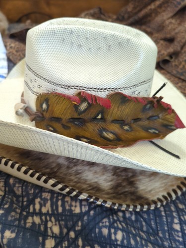 Beautiful Leopard Handmade, Stained And Painted Leather Hat Feather ...