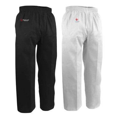 Karate Pants Adult White Black Martial Arts Trousers Training Pants ...