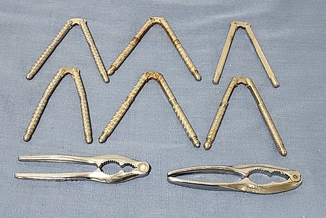 VINTAGE LOT OF 8 ASSORTED METAL HAND HELD NUT CRACKERS SHELL CRACKERS ...