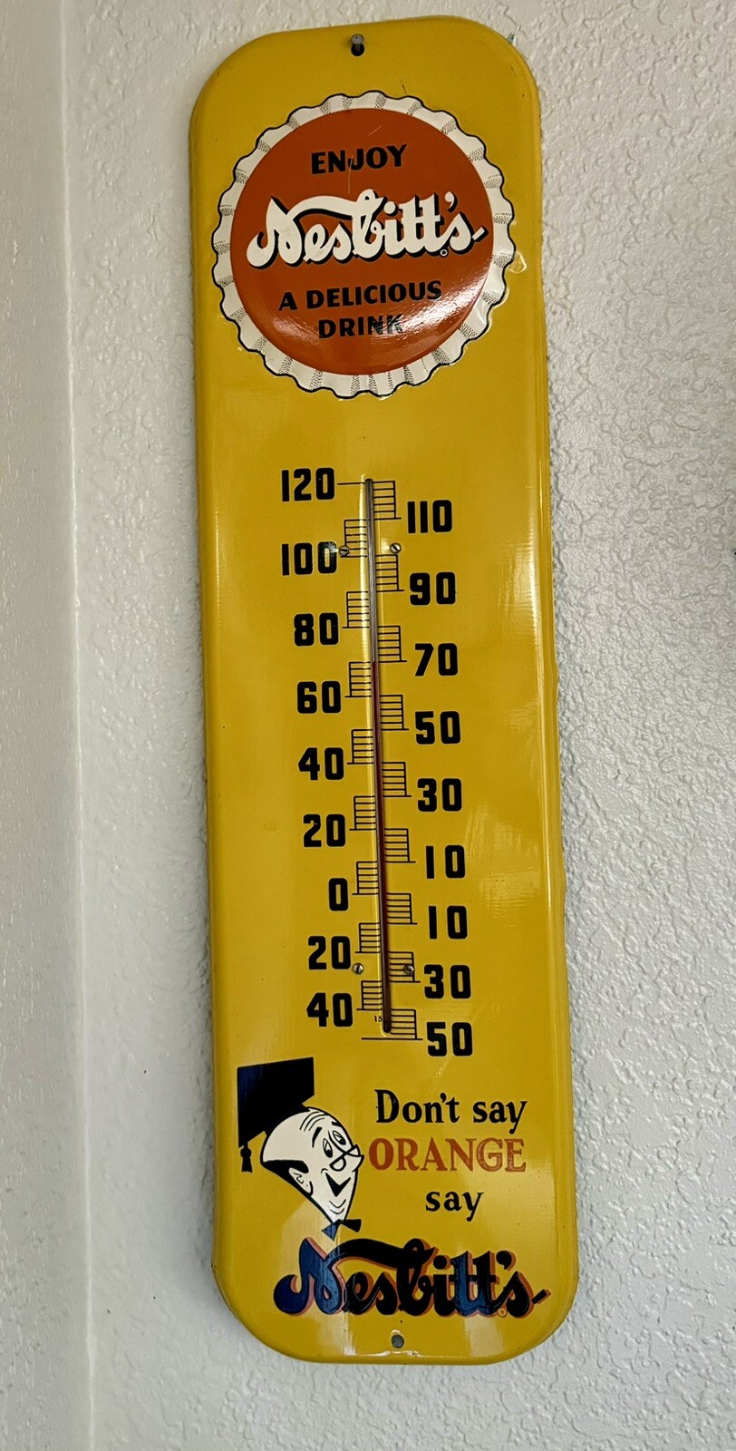 VINTAGE ADVERTISING NESBITT'S SODA TIN WALL THERMOMETER EXCELLENT ...