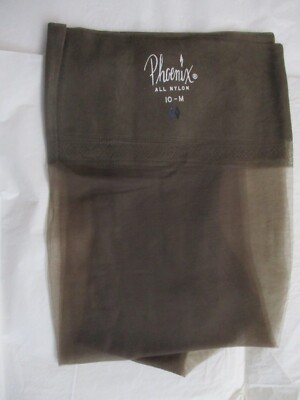 1 PR VINTAGE PHOENIX RT FLAT KNIT SHEER SHINY NYLON STOCKINGS SIZE 10 ...
