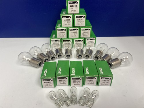 10x LUCAS R 382 LLB382 12V 21W STOP/TAIL LIGHT BULBS + 5X R501 SIDE ...