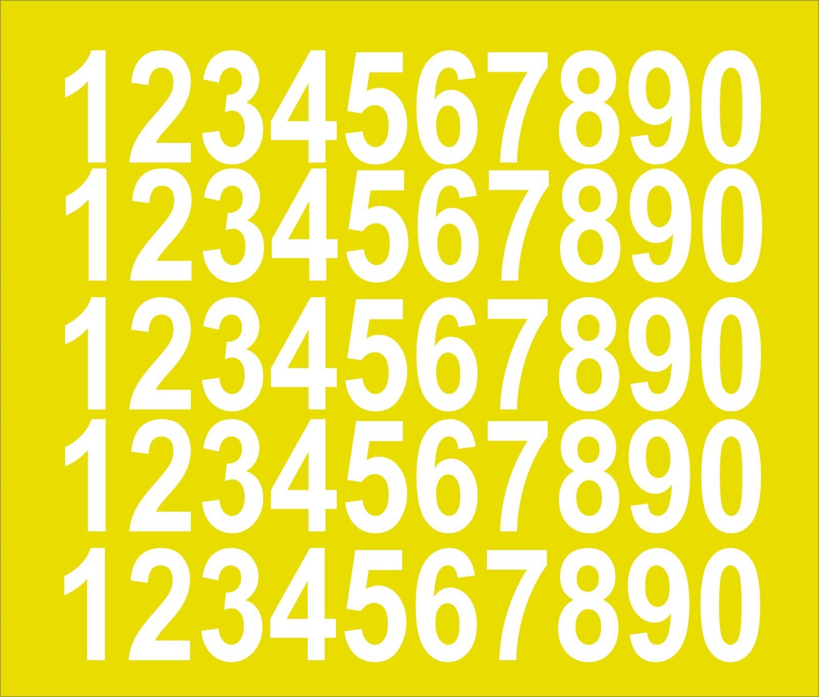 50 x 2 inch (50mm) Gloss White Numbers Self Adhesive Vinyl stickers ...