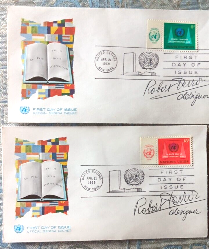UNITED NATIONS INTERNATIONAL LAW 1969 COMP TAB SET 2 FDCS DESIGNER ...