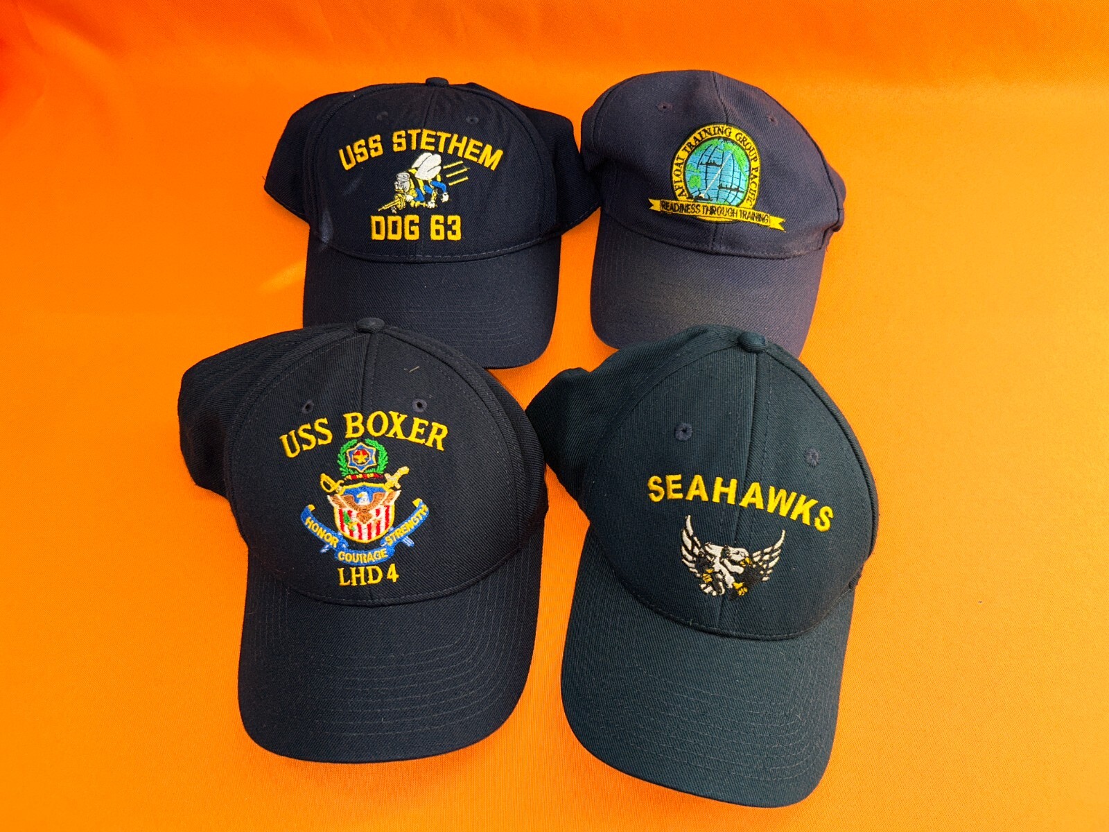 VINTAGE MILITARY HATS - LOT OF 14 - NAVY BLUE & CAMO ARMY MARINES AIR ...