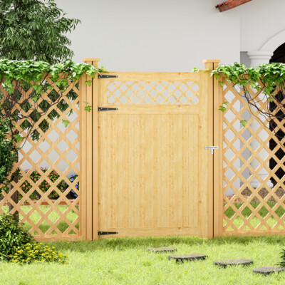 Wooden Garden Gate Trellis Flat Top Pedestrian Gate Pine Wood Picket ...