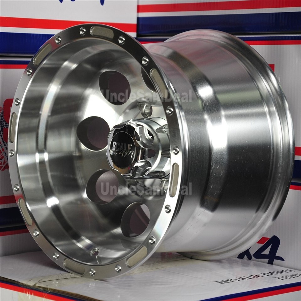 15x10 6x139.7 6x5.5 -46 OFFSET SCALE 4x4 S52 MACHINE SILVER 8 HOLE ...