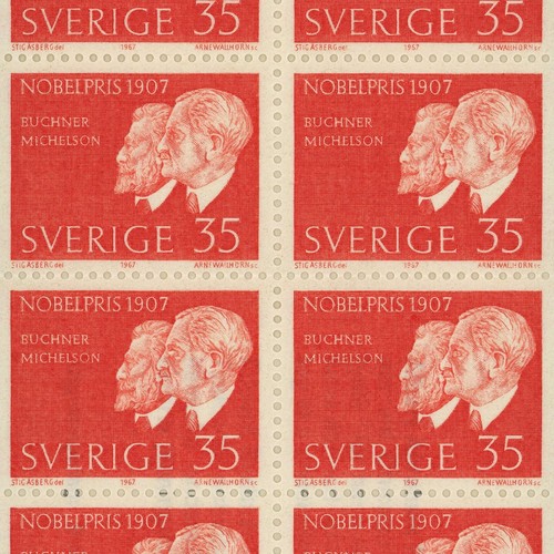Sweden #771a Buchner Michelson Nobel Prize Booklet Pane 10 Stamps 1967 ...