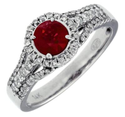 1.10CT DIAMOND & AAA RUBY 14KT WHITE GOLD 3D CLASSIC ROUND HALO ...