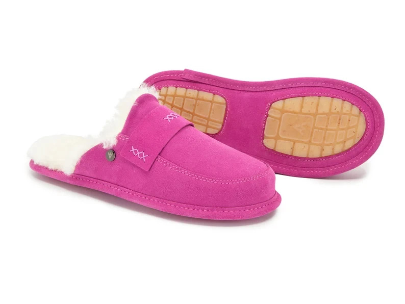 Beautiful Women’s Sheepskin Slippers | Pink Cozy House Shoes | 100% ...
