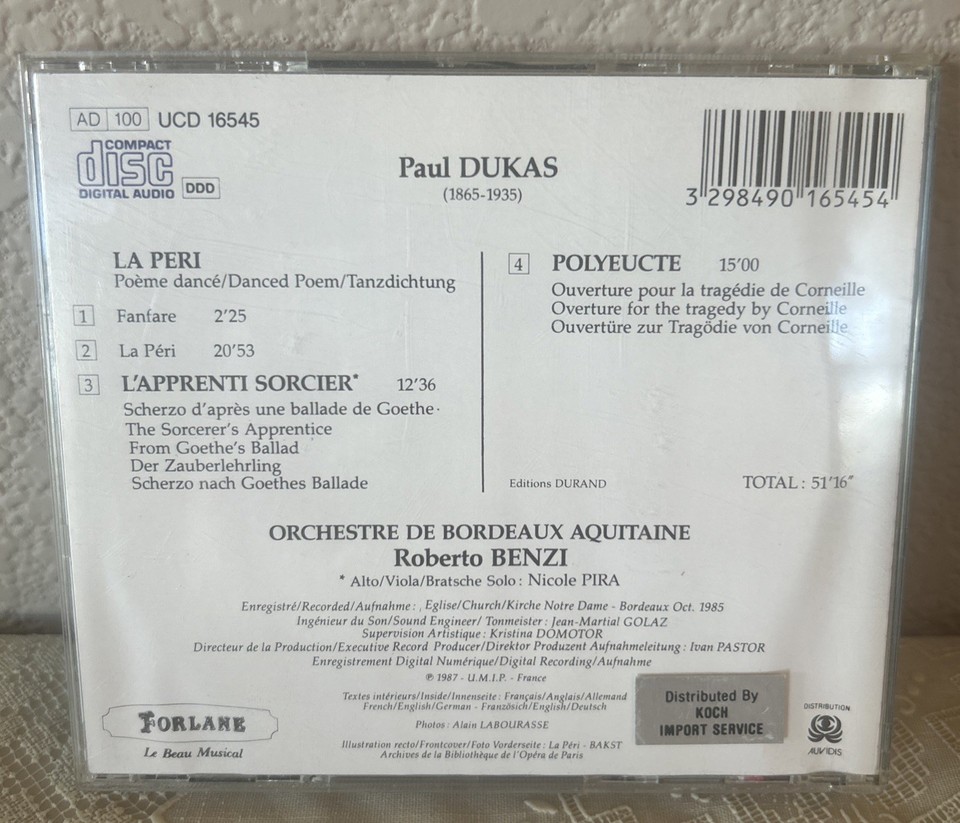 Orchestre de Bordeaux- Dukas-La Peri / L'Apprenti Sorcier/ Polyeucte ...